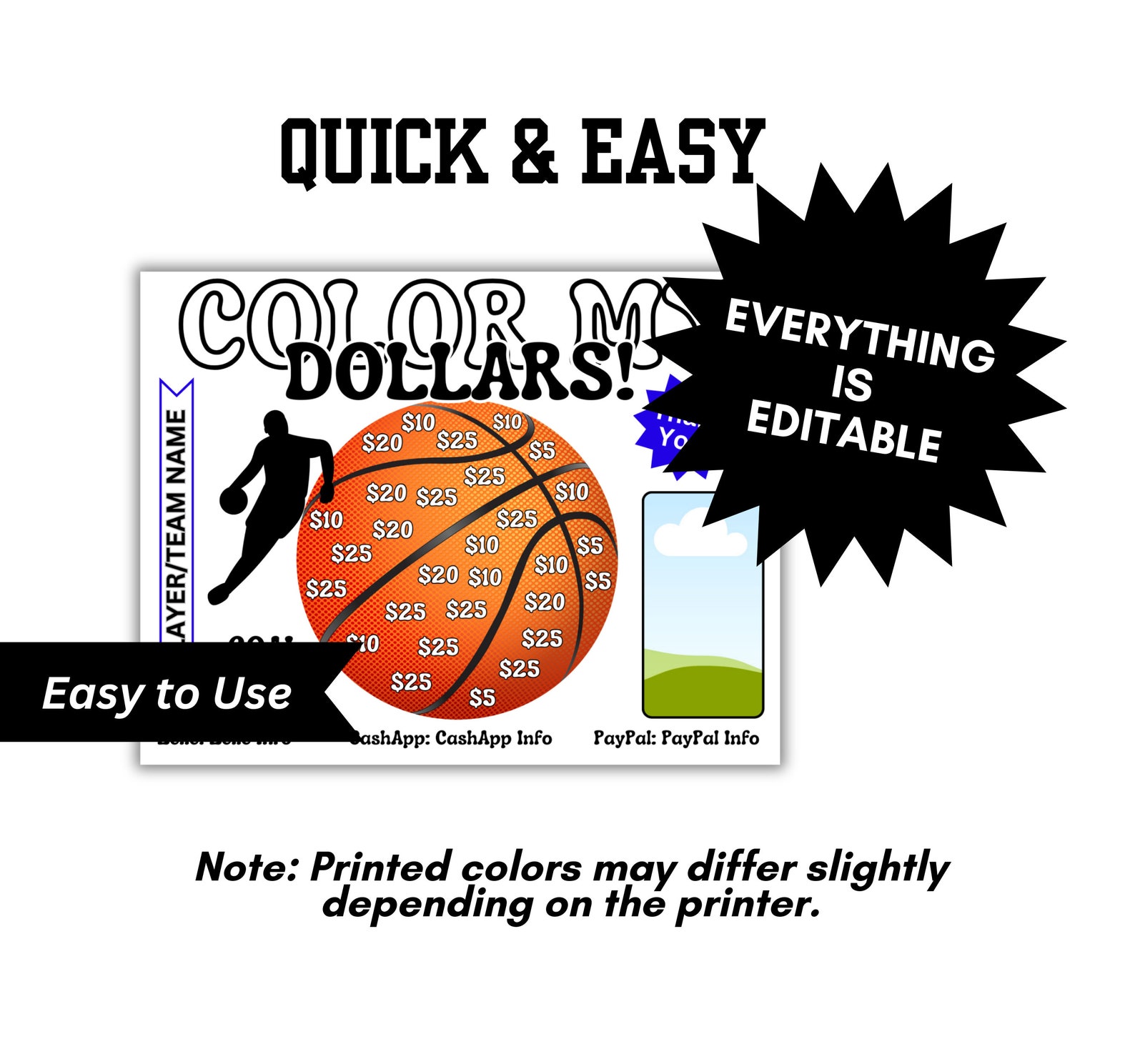 FULLY EDITABLE Basketball Fundraiser, Unique, Fill My Basketball ...