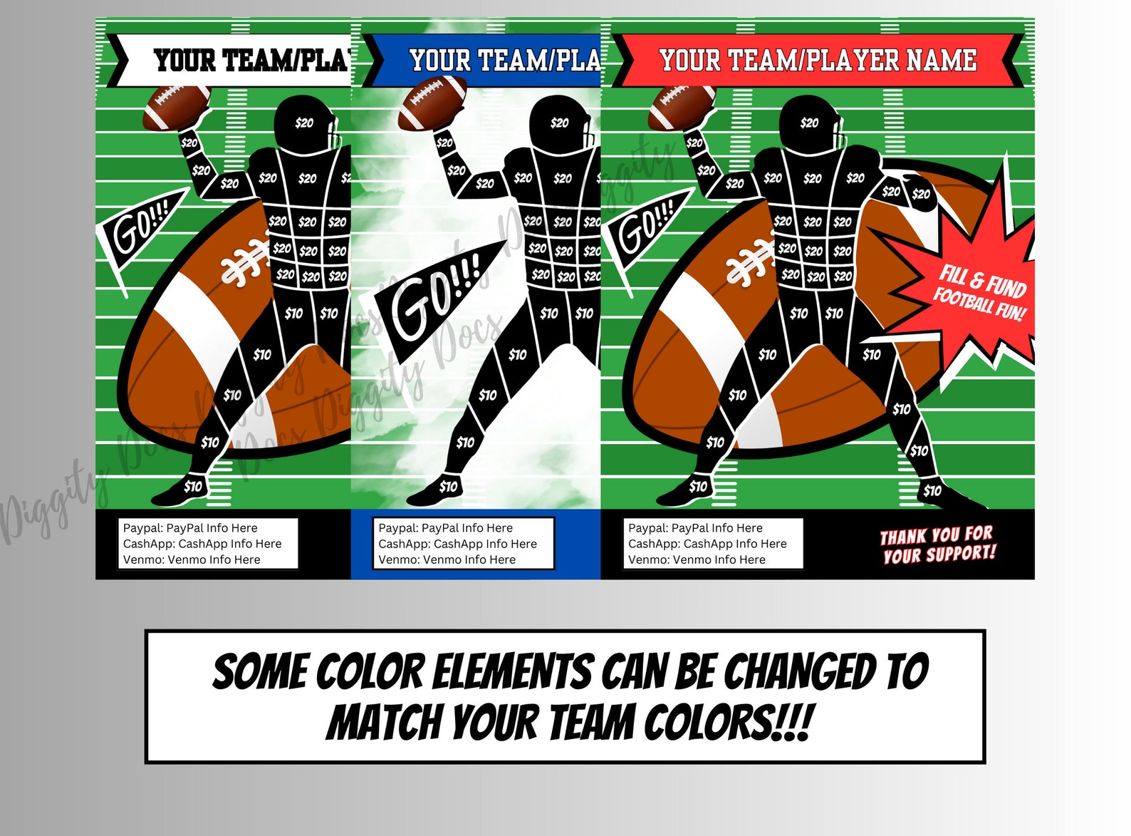 EDITABLE FOOTBALL Fill in Fundraiser Template Football Fill - Etsy