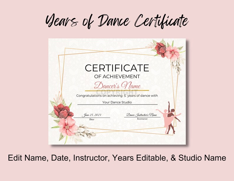 DANCE AWARD EDITABLE Certificates Bundle End of Year - Etsy