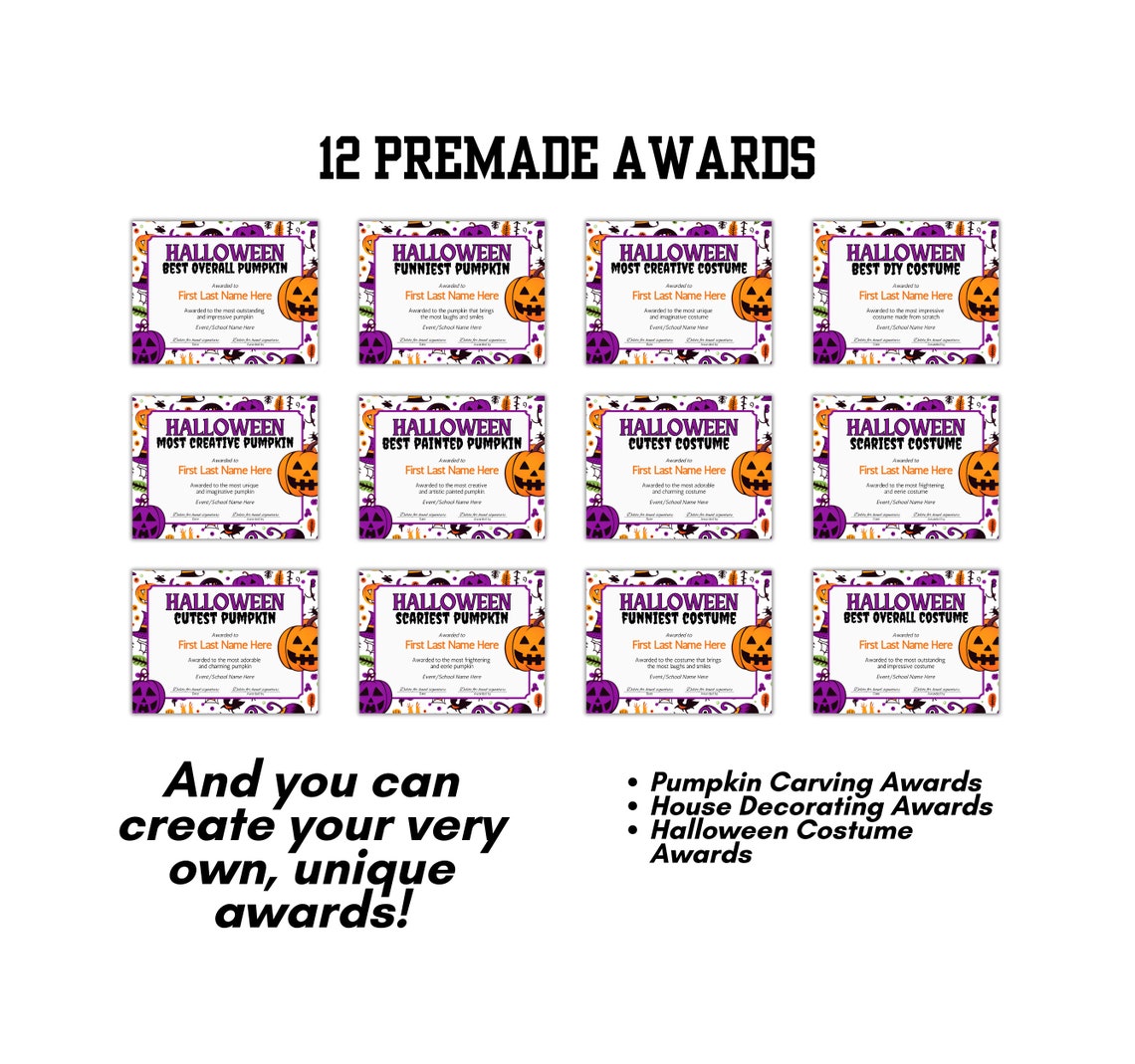 Halloween Costume Award Certificates - Large Lot, Costume, Home ...