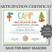 SUMMER CAMP Certificates Personalize and Celebrate Camp Memories ...