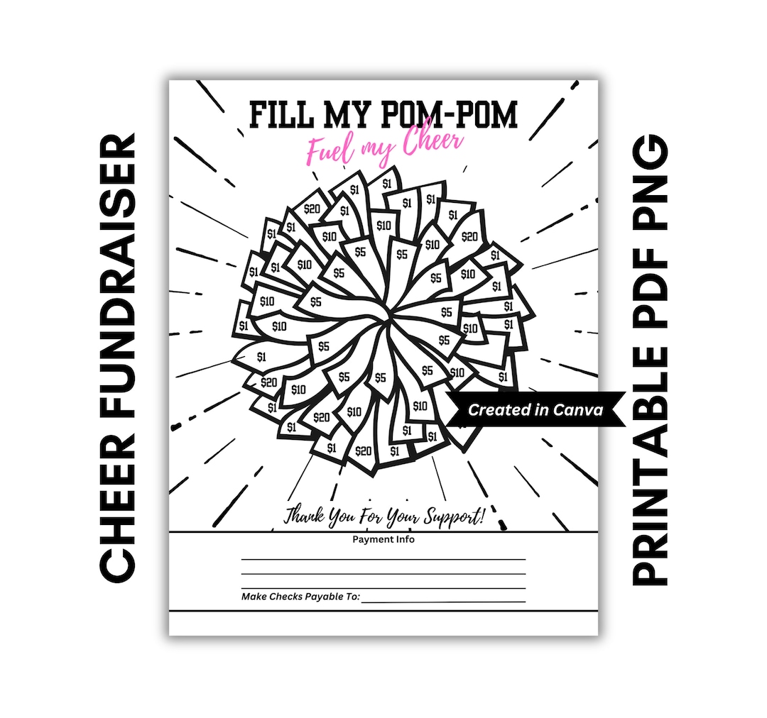 Cheer Fundraiser Printable FILL MY Pom-pom Cheer Comp Cheerleading ...
