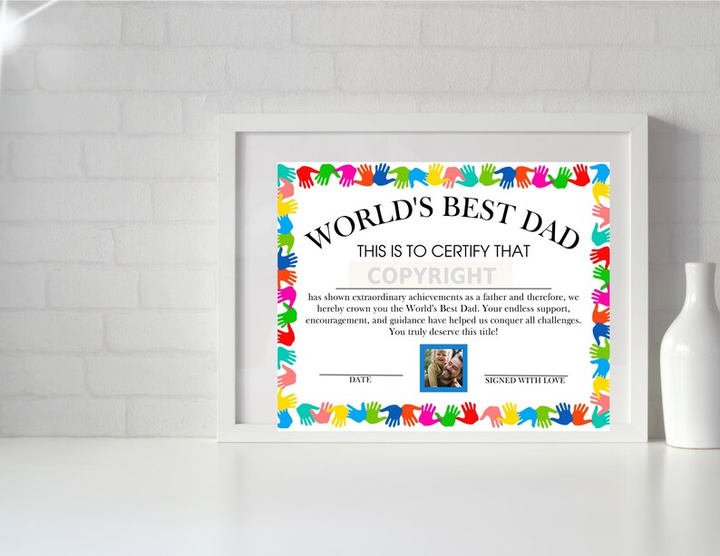 FATHER'S DAY Award Certificate Editable Father's Day Award Gift ...