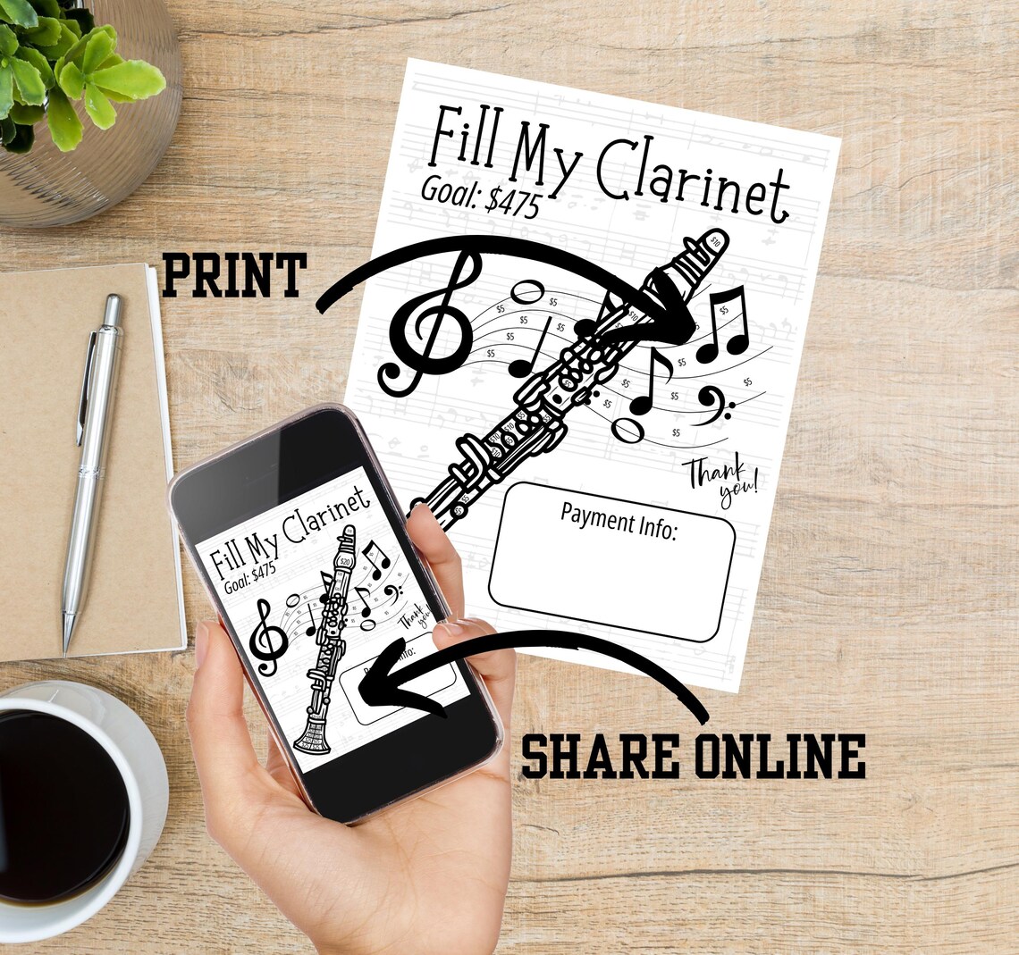 Fill My Clarinet Fundraiser Tracker Printable, Digital Download PDF ...