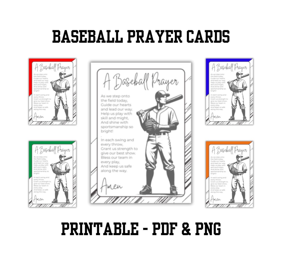 Baseball Prayer Cards Gift Tags: Support With Inspirational Quotes ...