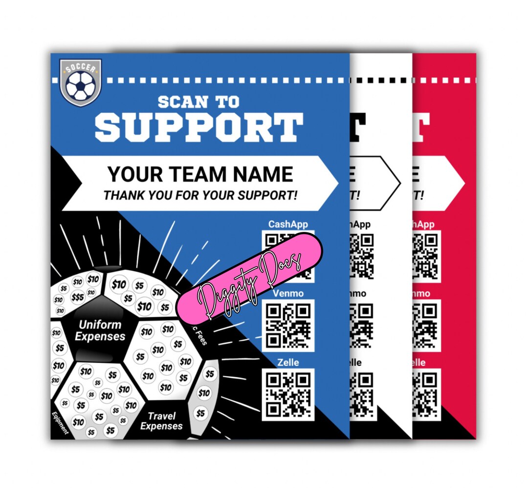 SOCCER Fundraiser With QR Code, Color Changing, Custom Template Soccer ...