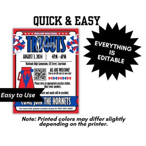 EDITABLE CHEER TRYOUT Flyer for High School or Competitive Cheer, Fully ...