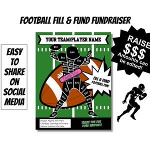 EDITABLE FOOTBALL Fill in Fundraiser Template | Football Fill & Fund ...
