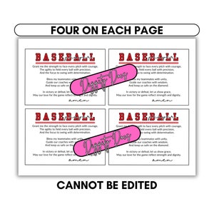 BASEBALL PRAYER Cards for Your Team's Strength and Spirit! , Softball ...