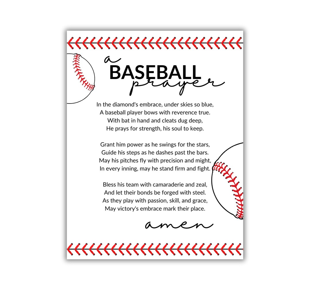 BASEBALL PRAYER Cards for Your Team's Strength and Spirit , Softball ...