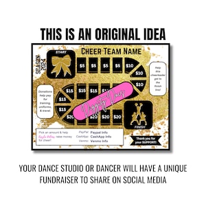 Cheer Fill-in Fundraiser Gold Game Board, Editable Fundraiser Template ...