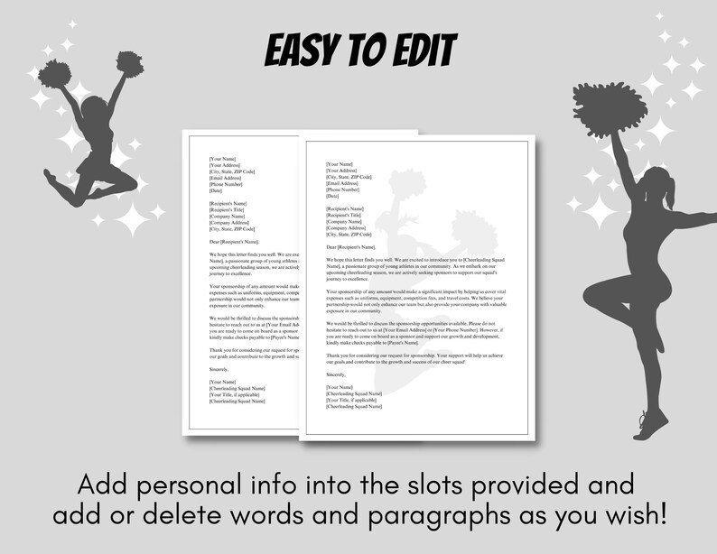 CHEER Sponsorship Letter: Customize and Support Your Local Cheer Squad ...