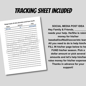 BASEBALL Fill in Fundraiser EDITABLE | Baseball Fundraising Sheet | AAU ...
