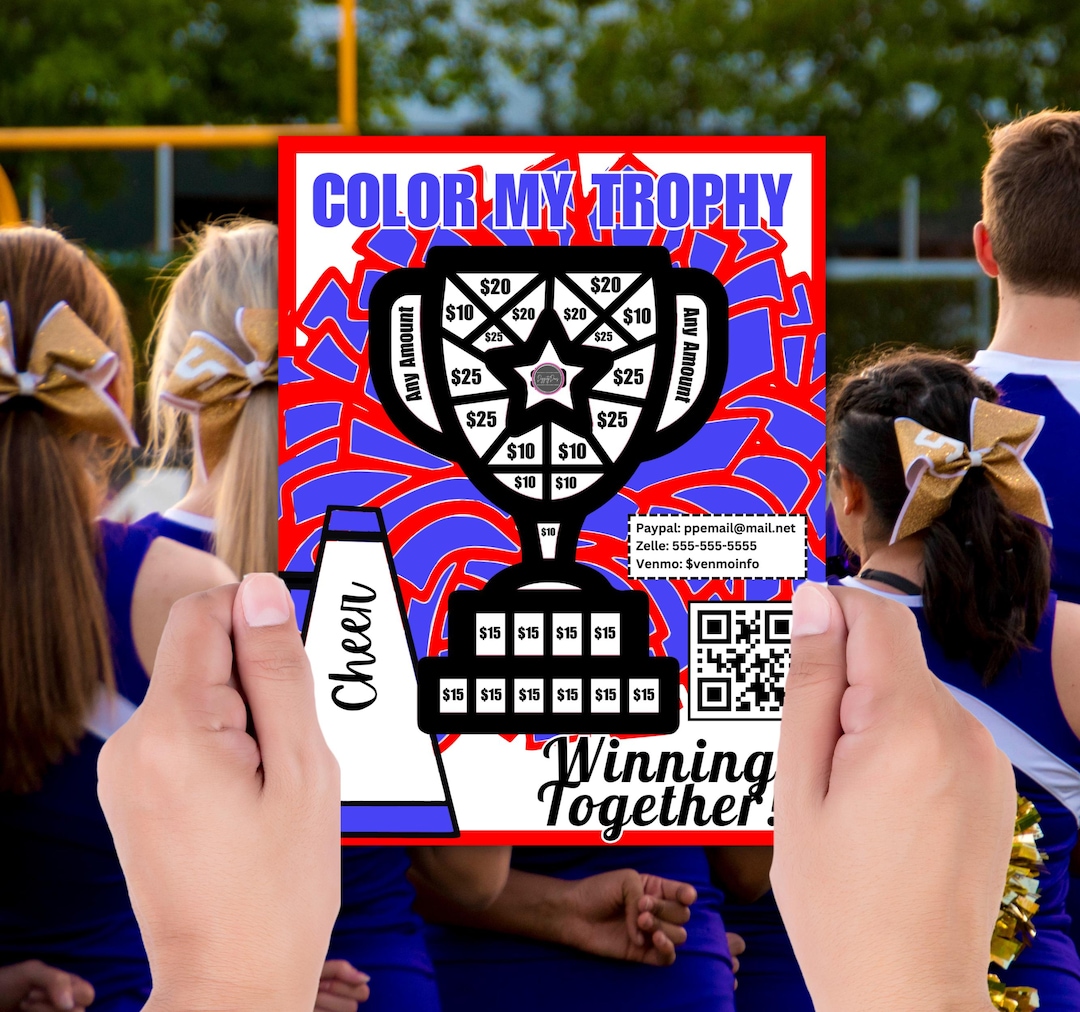 CHEER FUNDRAISER Fully Editable, Color My Trophy, Fill My Trophy ...