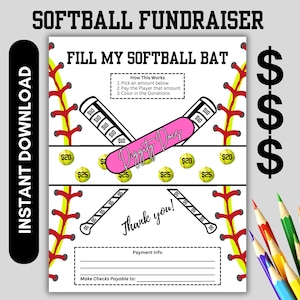 Fill My BAT Softball Fundraiser | Printable 8.5" X 11" | Color-in ...