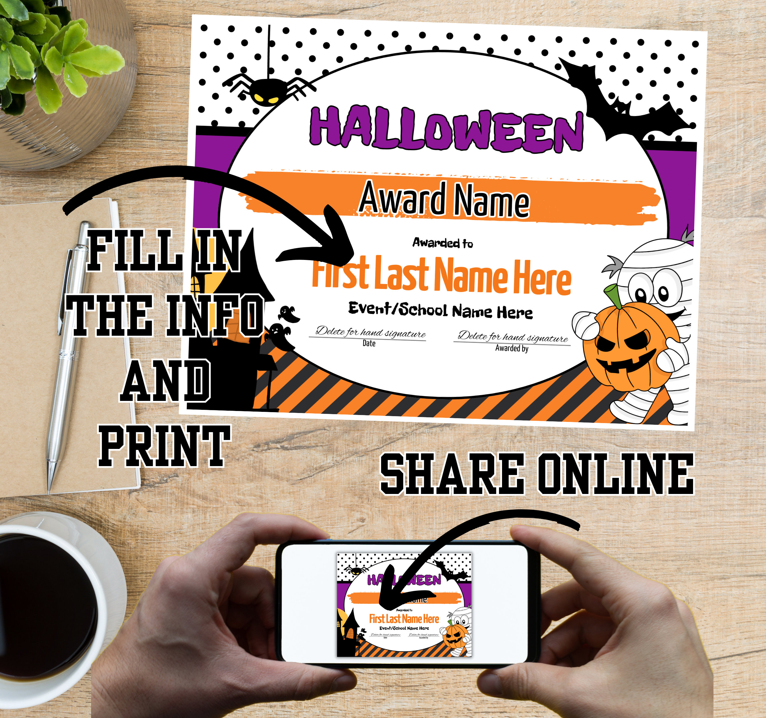 Halloween Costume Award Certificates - Text Editable, Costume, Home ...