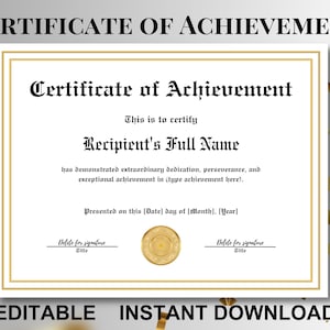 Certificate of Achievement Professional Template | Gold Border ...