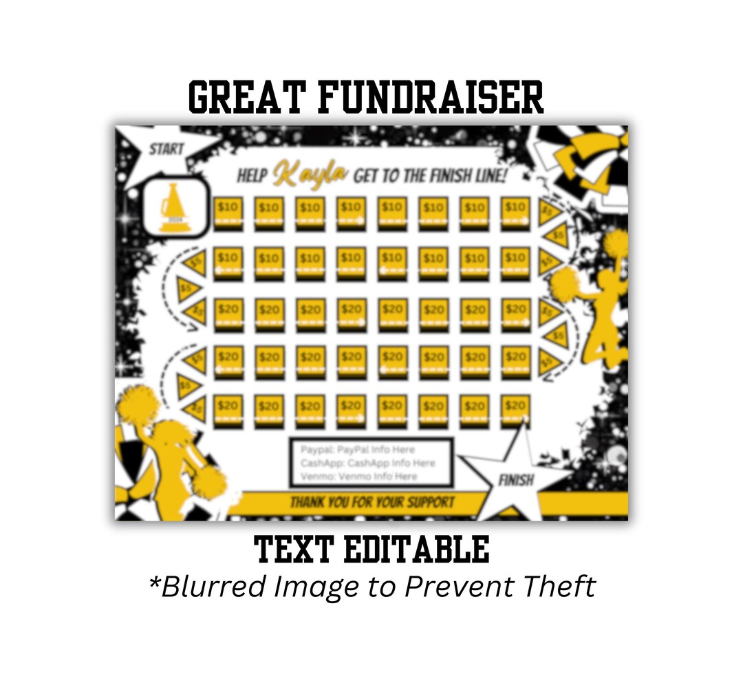 CHEER FUNDRAISER Game Board Editable Cheer Fundraising Game Cheer Comp ...