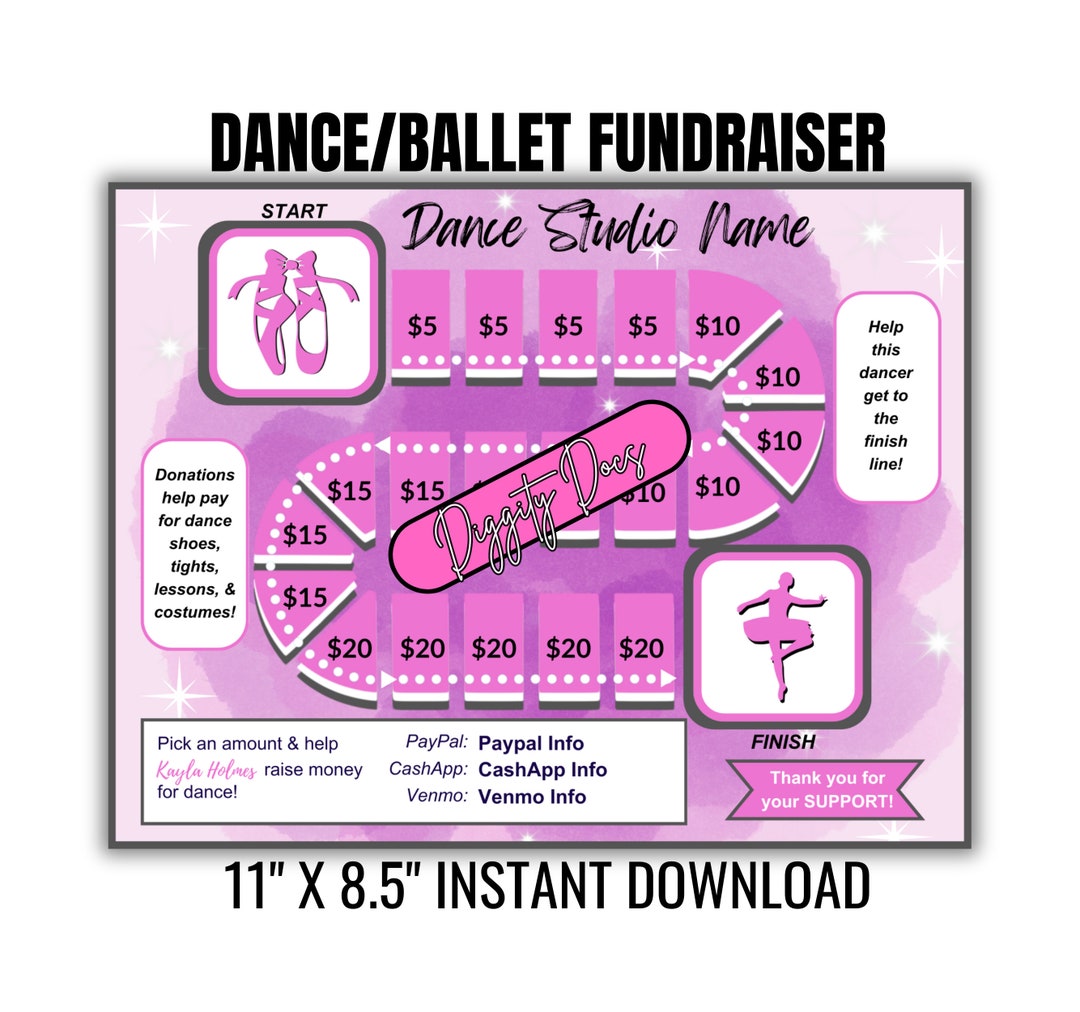 UNIQUE BALLET Fill in Game Board Fundraiser Editable Dance Fundraising ...