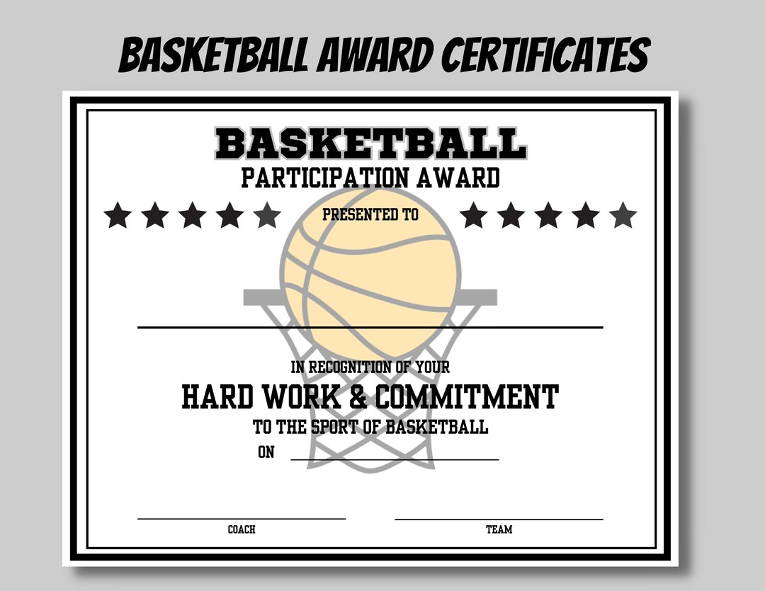 BASKETBALL Certificates Editable Basketball Awards End of Year Awards ...