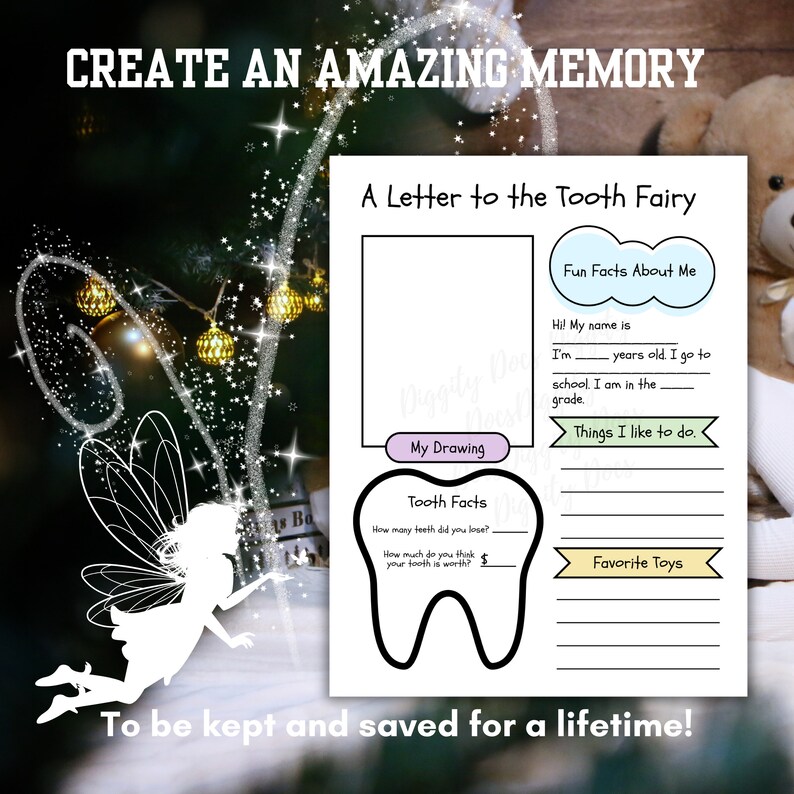Letter to the Tooth Fairy PDF Printable Instant Download Tooth Fairy ...