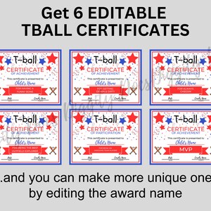 T-BALL EDITABLE Award Certificates Cute Red & Blue - Etsy