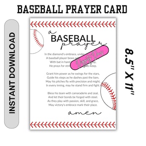BASEBALL PRAYER Cards for Your Team's Strength and Spirit , Softball ...
