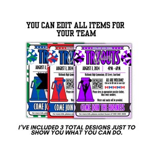 EDITABLE CHEER TRYOUT Flyer for High School or Competitive Cheer, Fully ...