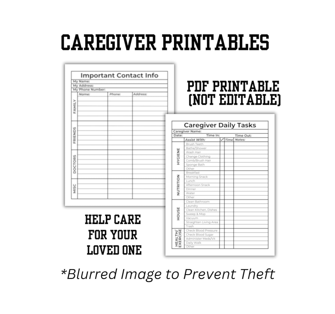 Caregiver Printable: for the Elderly and Their Caregiving. Help Keep ...