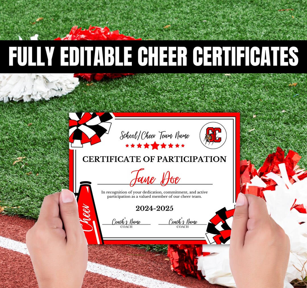 CHEER AWARD Editable Certificates | Celebrate Your Cheerleaders ...