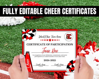 CHEER AWARD Editable Certificates | Celebrate Your Cheerleaders ...