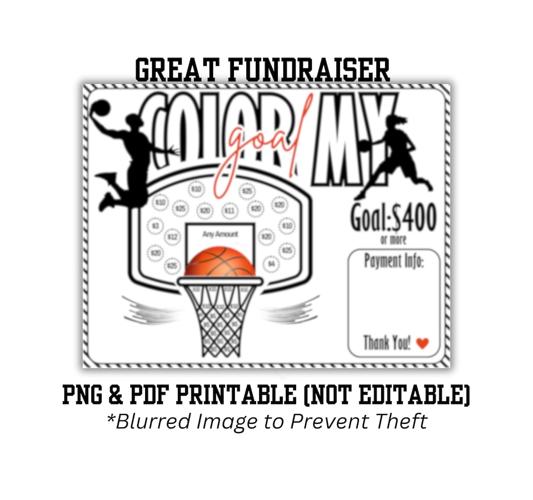 COLOR MY GOAL Basketball Fundraiser | Printable 11" X 8.5" | Color-in ...