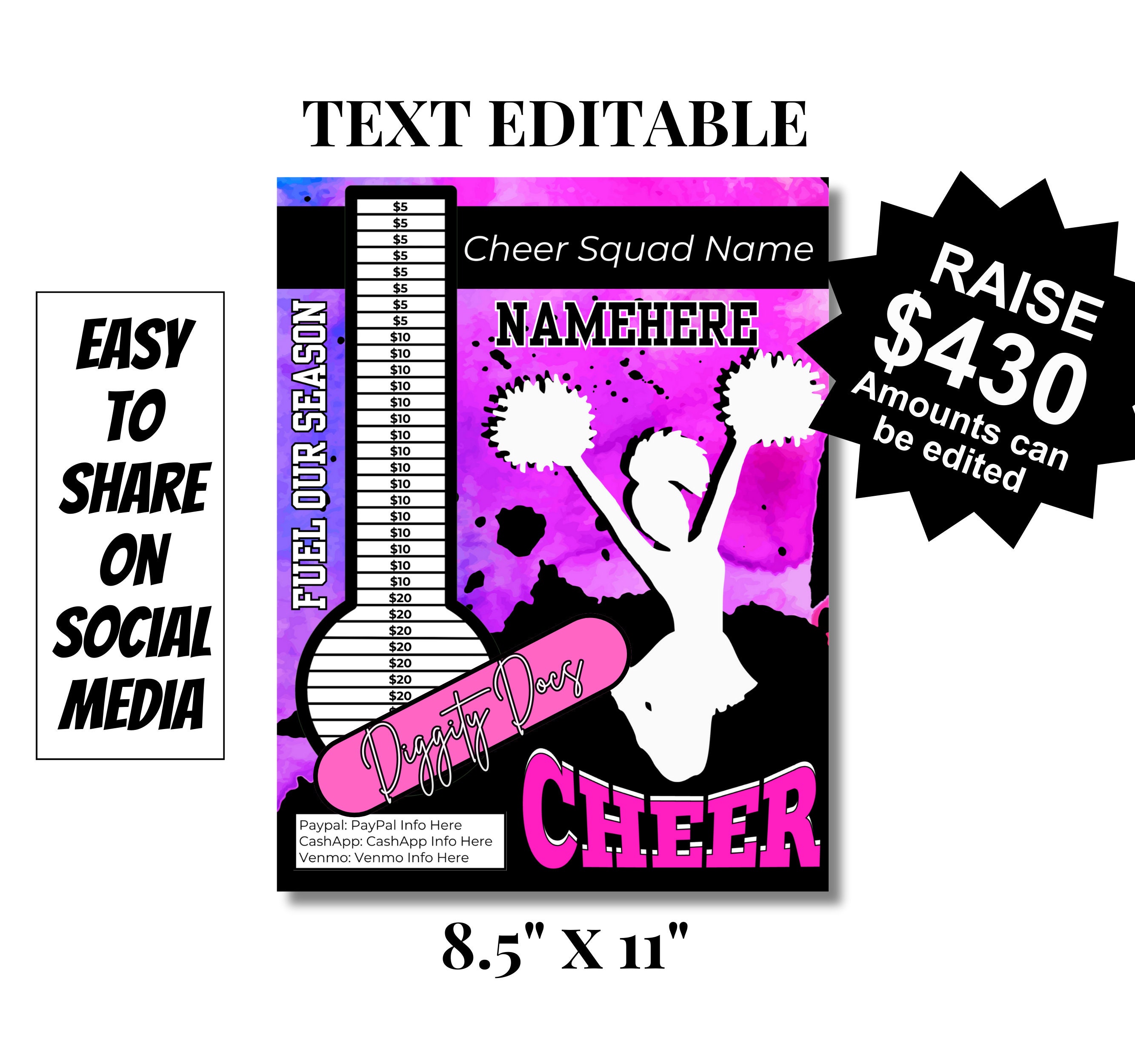 FUEL MY SEASON Fill My Meter Editable Cheer Fundraiser - Fuel Our ...