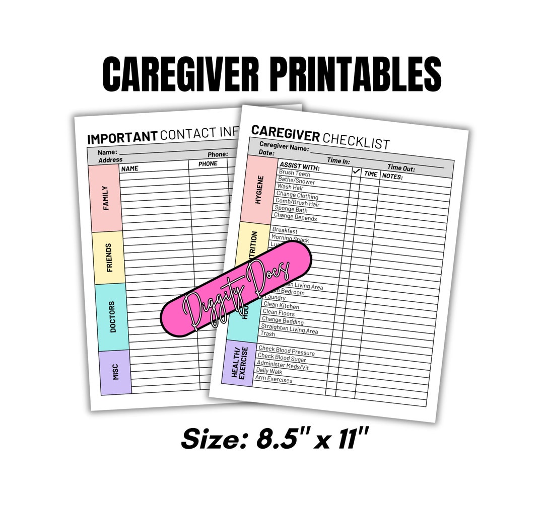 Caregiver Printable: for the Elderly and Their Caregiving. Help Keep ...