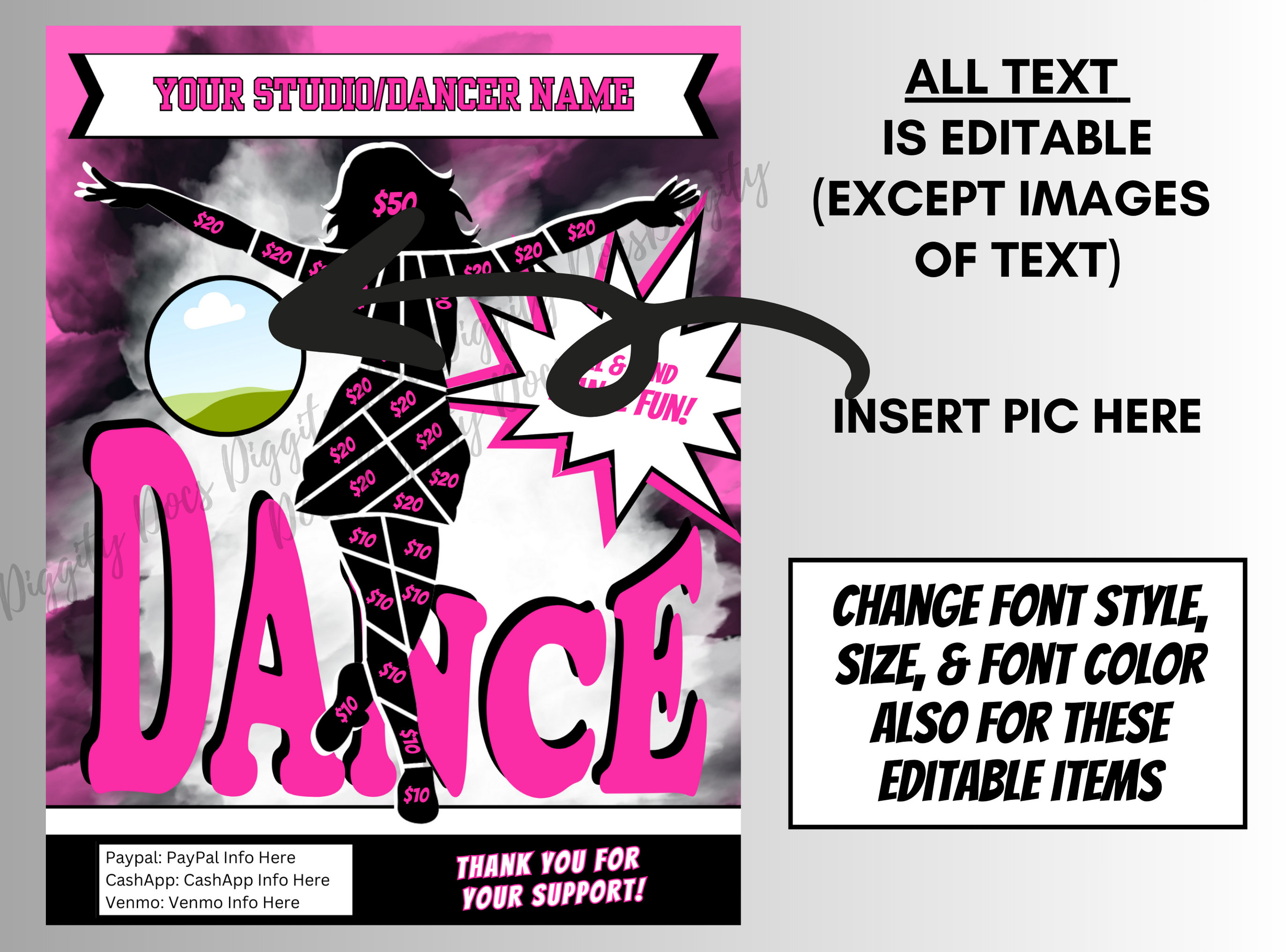 EDITABLE DANCE Fill and Fund Fundraiser Dance Fundraiser Sheet Dance ...