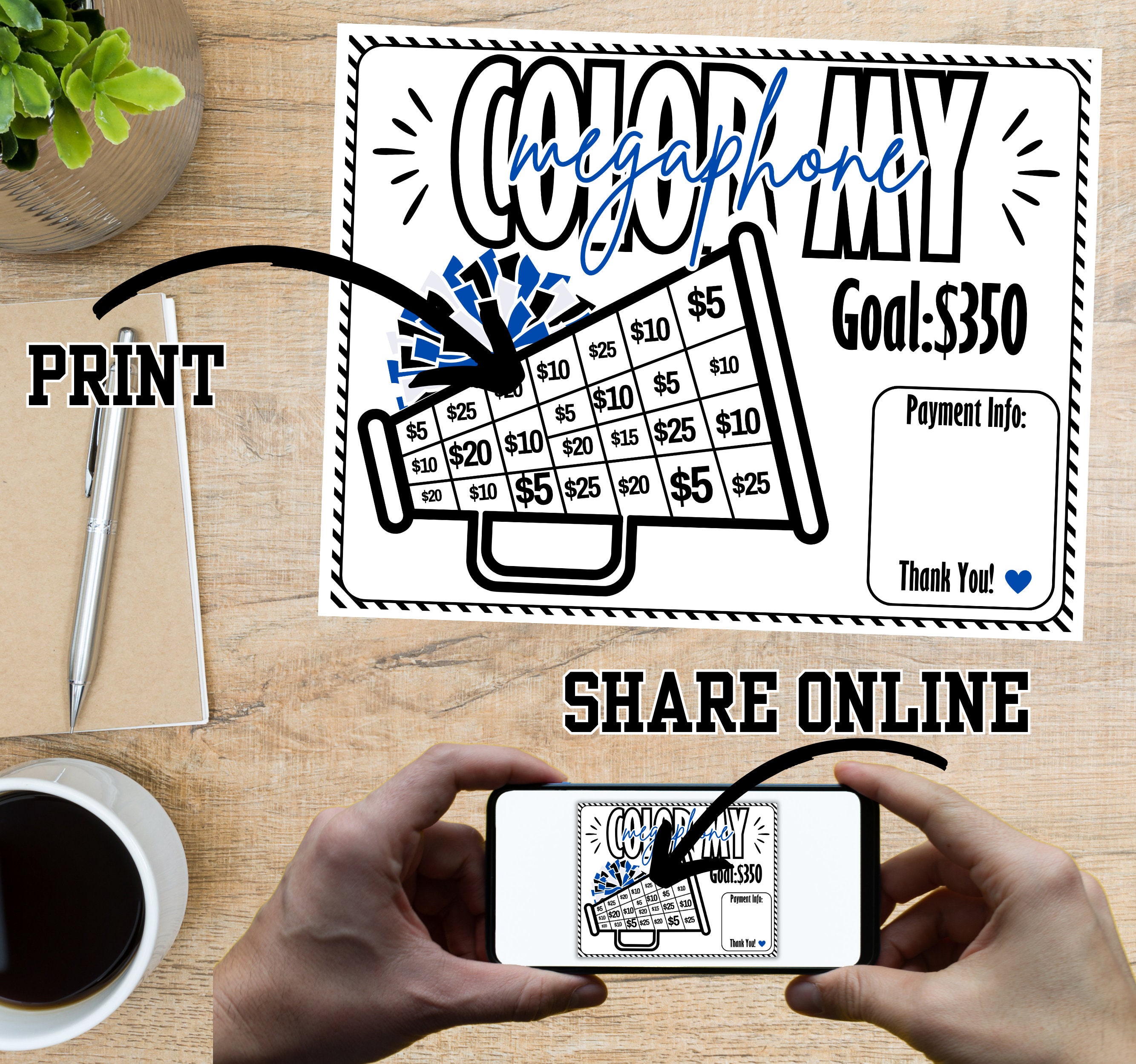 COLOR MY MEGAPHONE Cheer Fundraiser | Fill My Cheer Megaphone ...