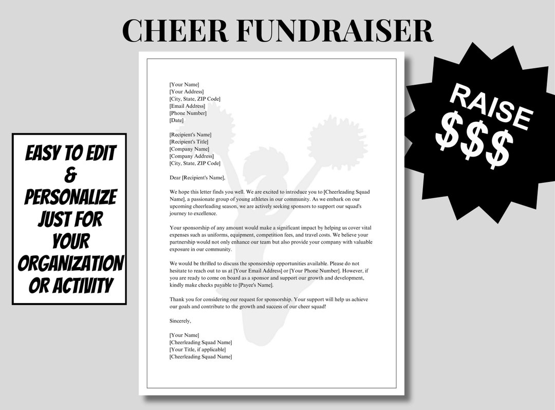 CHEER SPONSORSHIP LETTER: Customize and Support Your Local Cheer Squad ...