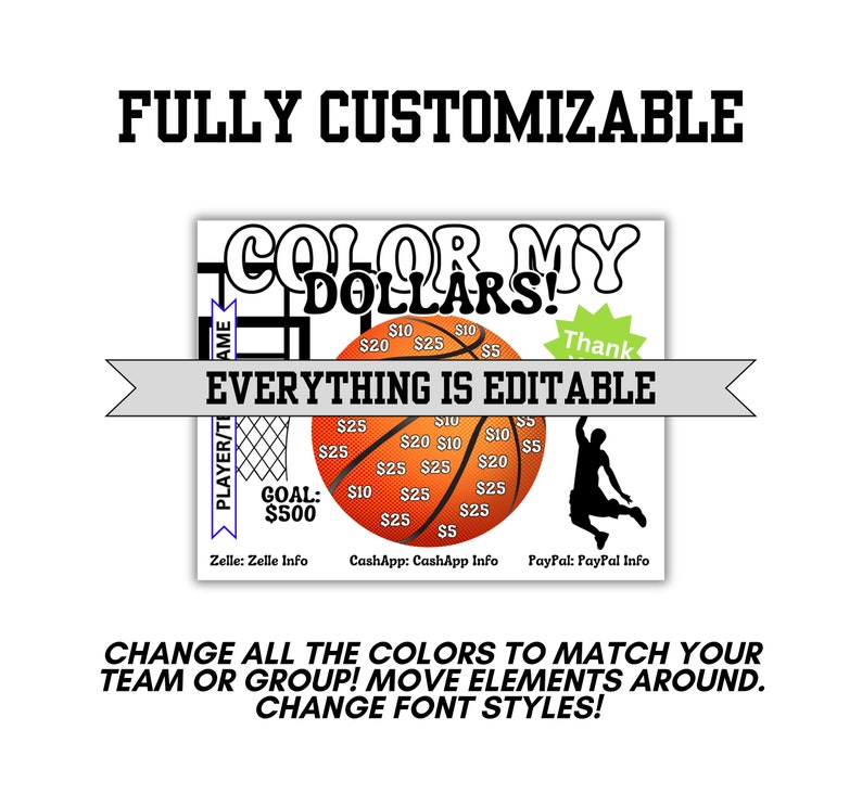 FULLY EDITABLE Basketball Fundraiser, Unique, Fill My Basketball ...