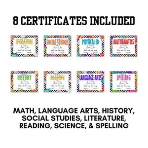 SCHOOL AWARDS Certificates for Several Subjects, Editable, End of Year ...
