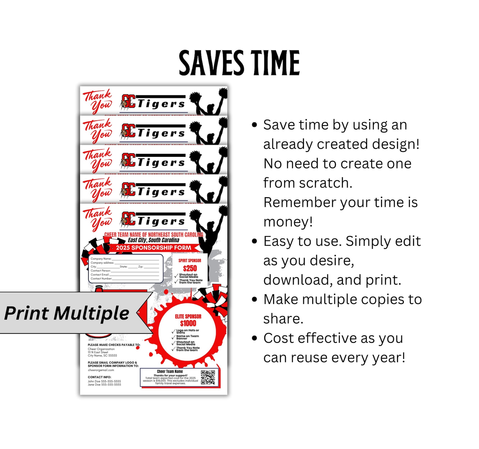 Cheer Sponsorship Flyer Template | Editable Canva Fundraiser Form for ...