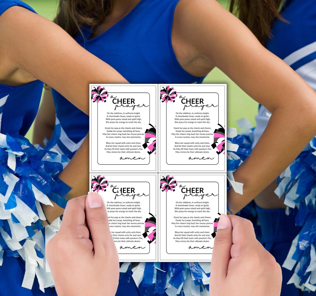 Cheer Prayer Cards & Gift Tags in Pink, Black, and White – Perfect for ...