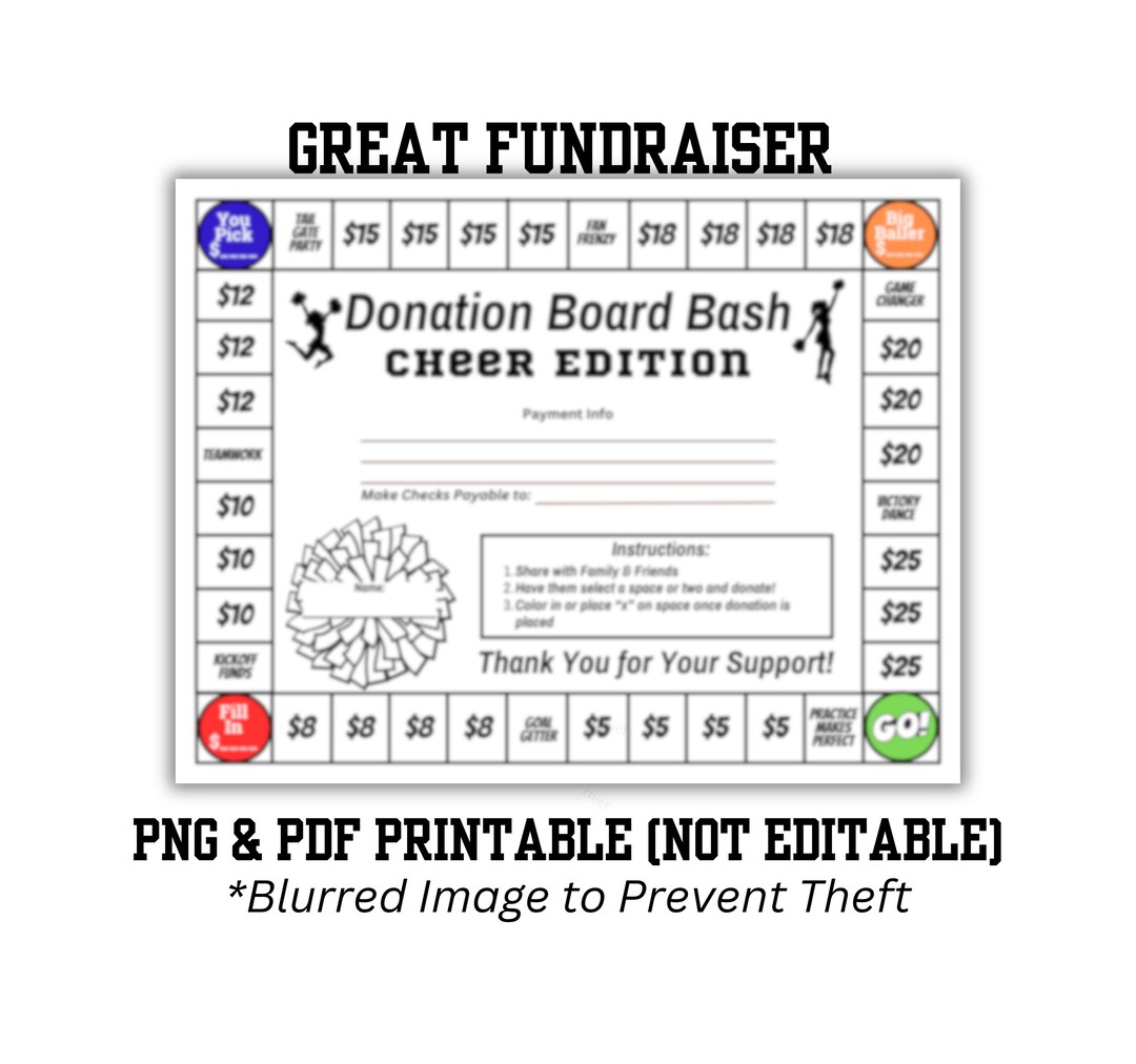 Cheer Fundraiser Printable | Donation Board Bash | Cheer Comp ...
