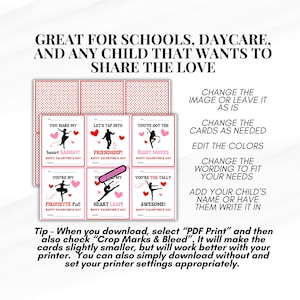 Editable Dance Valentine’s Day Cards for Students, Ballet Jazz Tap ...
