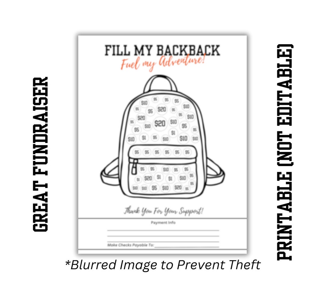 FILL MY Backpack Fundraiser Printable 8.5 X 11 Color-in Donation Spots ...
