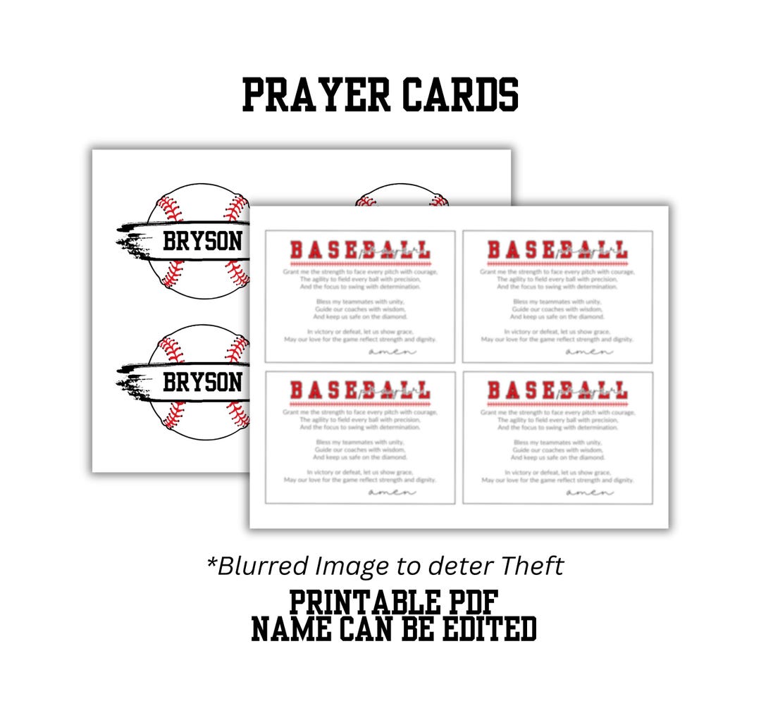BASEBALL PRAYER Cards for Your Team's Strength and Spirit! , Softball ...