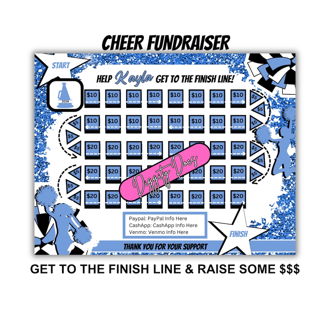 LARGE UNIQUE CHEER Fill in Fundraiser Game Board Editable Cheer ...