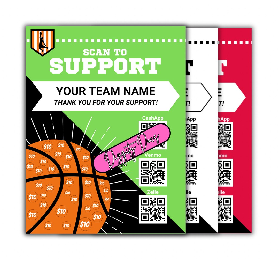 BASKETBALL FUNDRAISER With QR Code, Color Changing, Custom Template ...