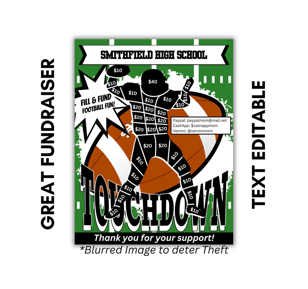 FOOTBALL FUNDRAISER TEMPLATE | Fill My Football | Football Fill & Fund ...