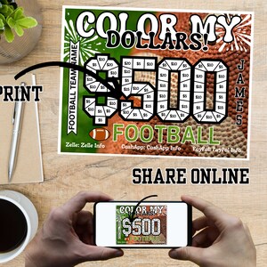 FULLY EDITABLE Color My Dollars, Fill My Football, Youth Football, Pee ...