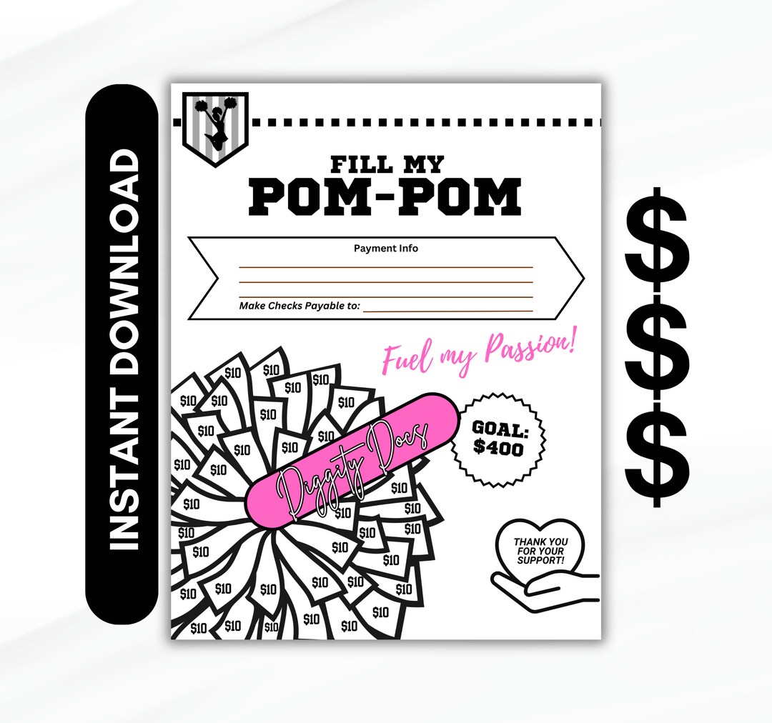 Cheer Fundraiser Printable FILL MY Pom-pom Cheer Comp Cheerleading ...